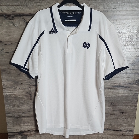 adidas | Shirts | Adidas Climalite Notre Dame Polo In White | Poshmark